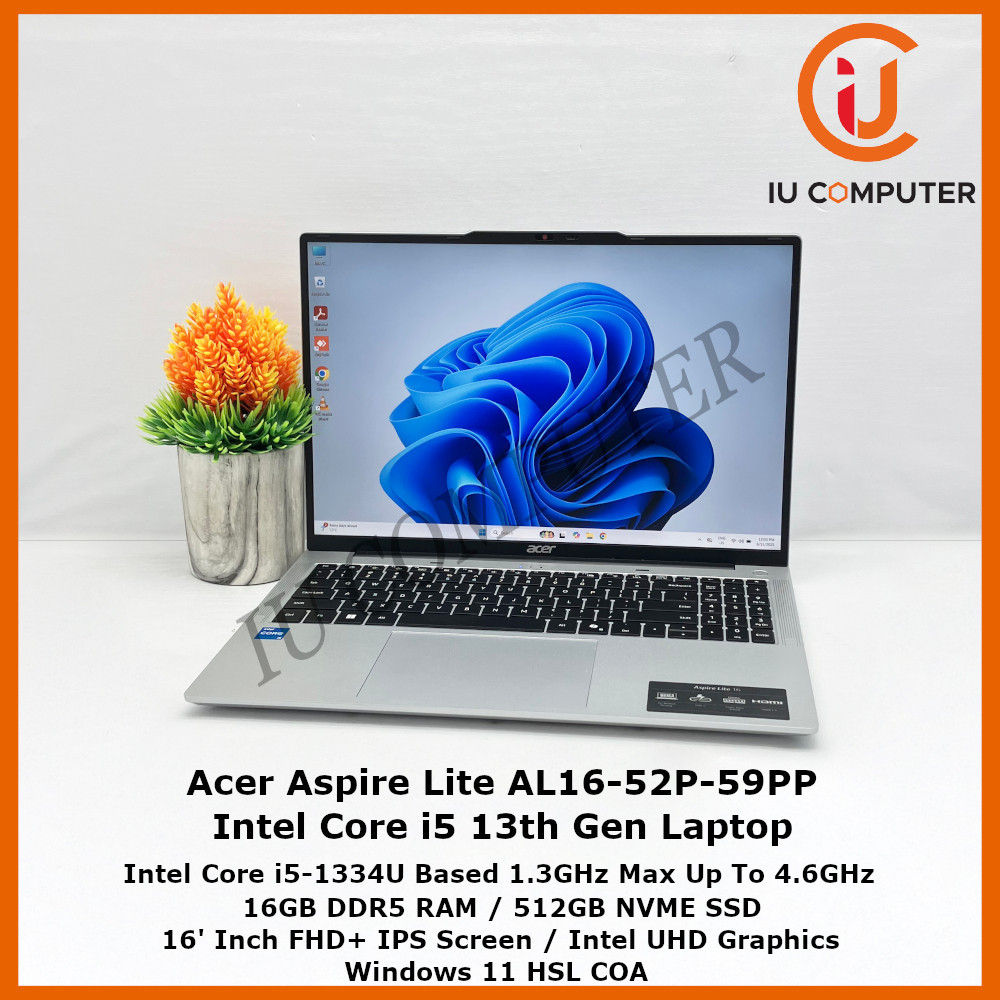 ACER ASPIRE LITE AL16-52P-59PP INTEL CORE I5-1334U 16GB DDR5 RAM 512GB ...