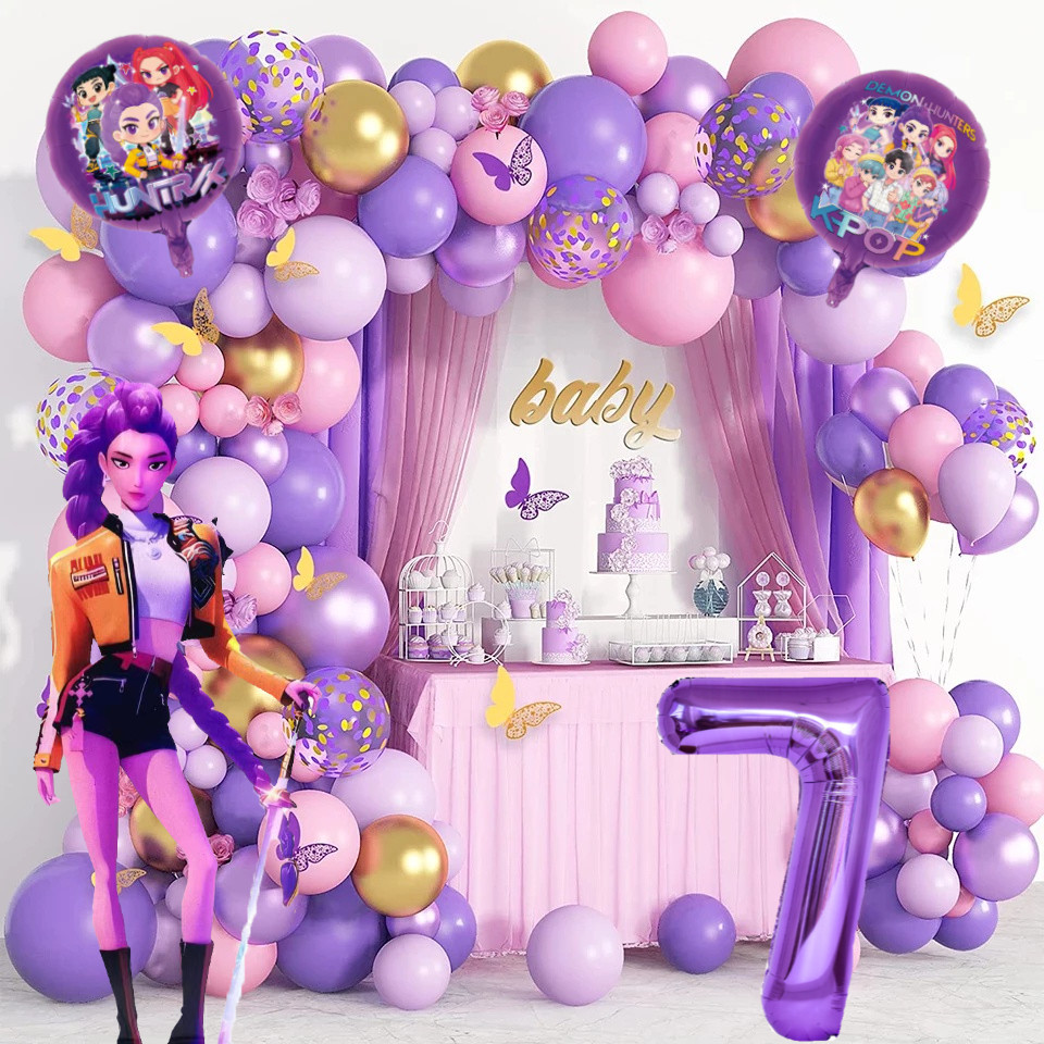 Demon hunters Balloons Arch Purple Garland Latex Balloon Birthday ...