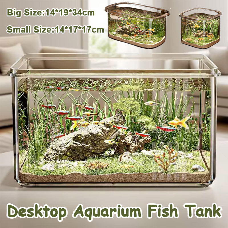 Desktop HD 360° Panoramic Aquarium Fish Tank Transparent Fish Aquarium ...