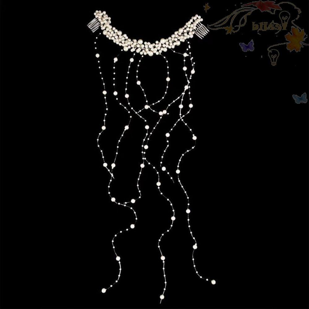BLISS Bridal Pearl Hair Vine, Romantic Elegant Pearl Tassels Hair ...