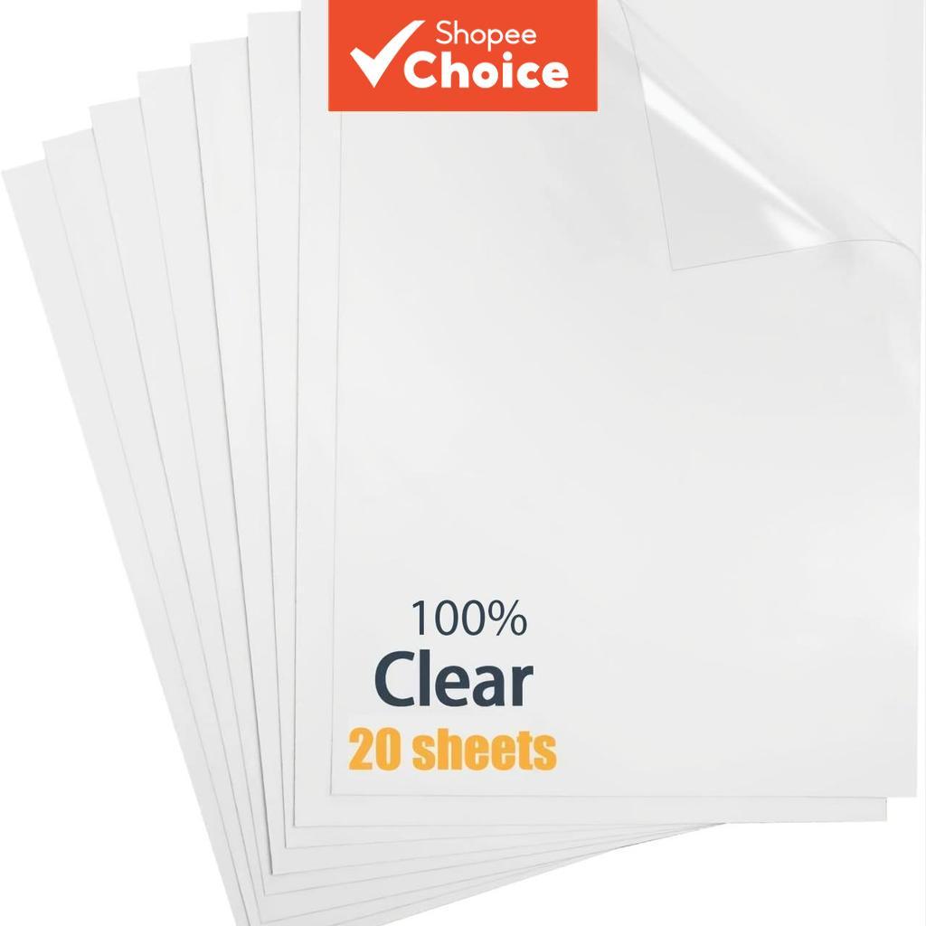 20 Sheets Clear Sticker Paper 100% 8.27 x 11.7 for Cricut Printable ...