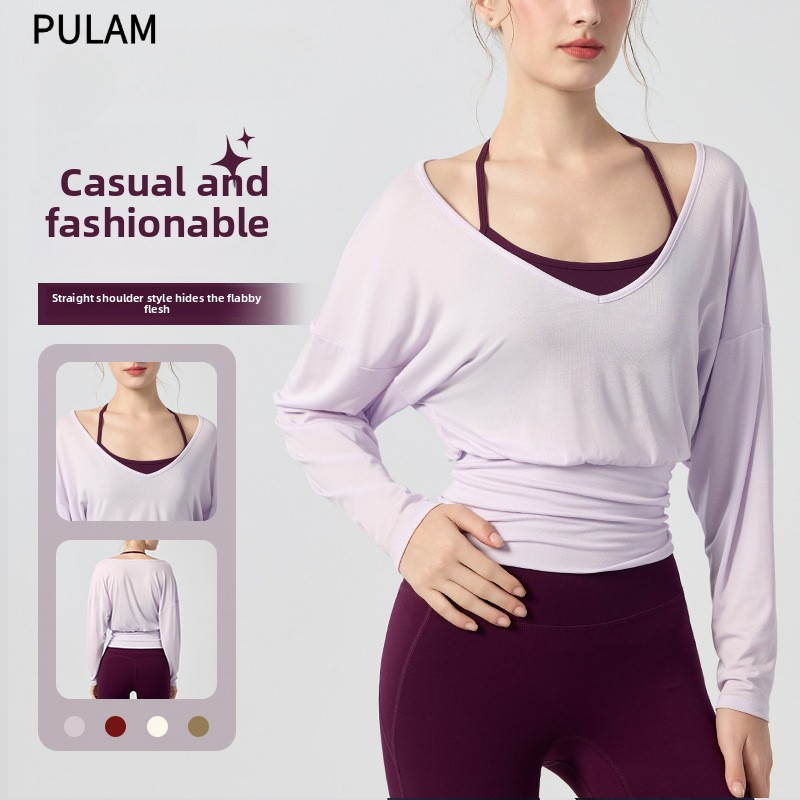 PULAM Women Yoga Cover Up Top | Loose Fit Long Sleeve Pullover ...