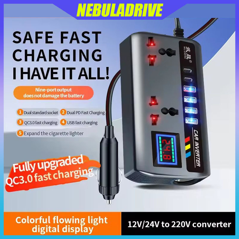 Car Inverter 12V/24V to 220V Converter USB/PD/Type-C QC 3.0Chargers ...