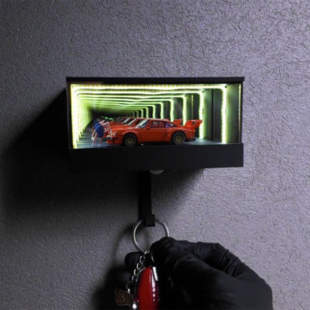 Infinity Car Garage Keychain Hanger LED Light Race Car Key Holder ...
