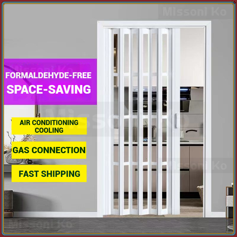 PVC Folding Door Indoor Sliding Door Kitchen Open Partition Track Door ...