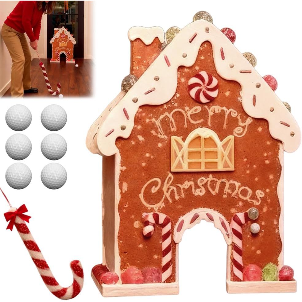 Gingerbread Golf Game Set Ginger Bread House Candy Canes Golf Kit Mini ...