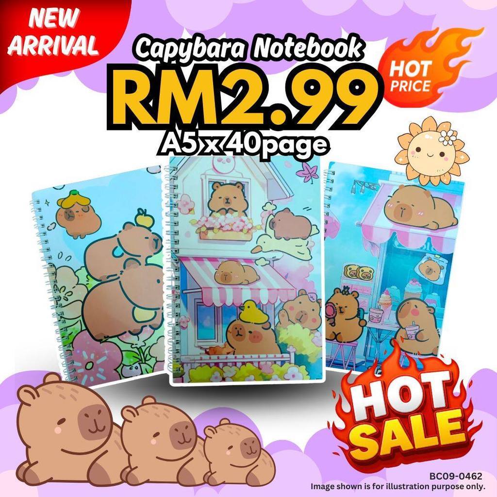 【PERFECT】Capybara A5 Ring Notebook Diary Book Journal Book Single Line ...