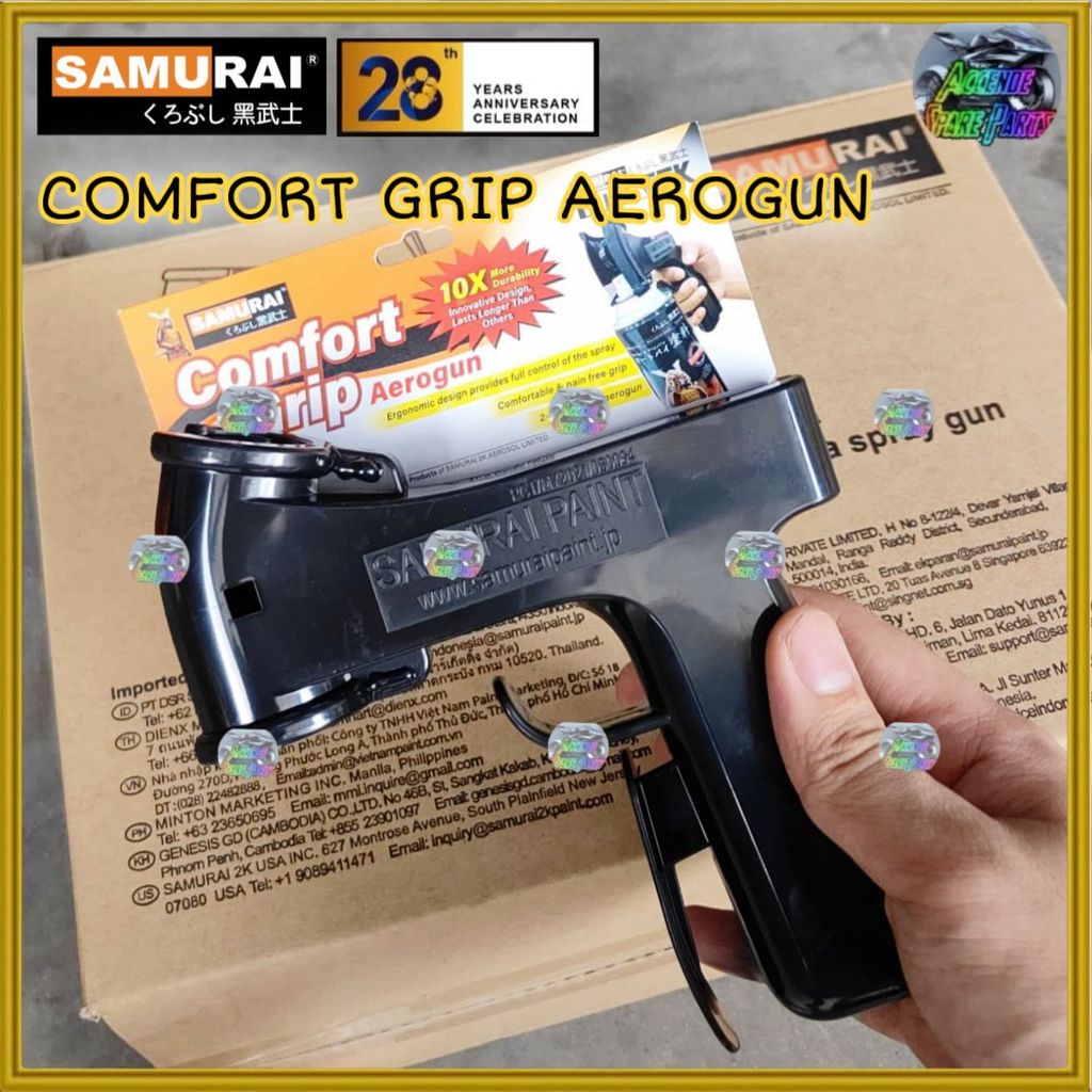 360-AEROSOL SPRAY GUN HANDLER SAMURAI COMFORT GRIP AEROGUN SPRAY CAN ...