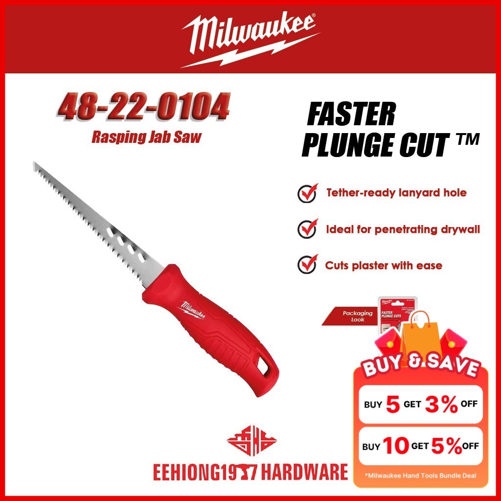 MILWAUKEE 48-22-0104 6'' Rasping Jab Saw 8 TPI For Plaster Drywall ...