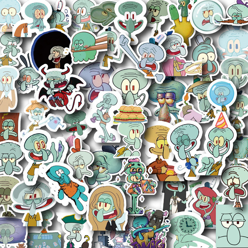 60Pcs SpongeBob SquarePants-Squidward Stickers Game Decoration DIY ...