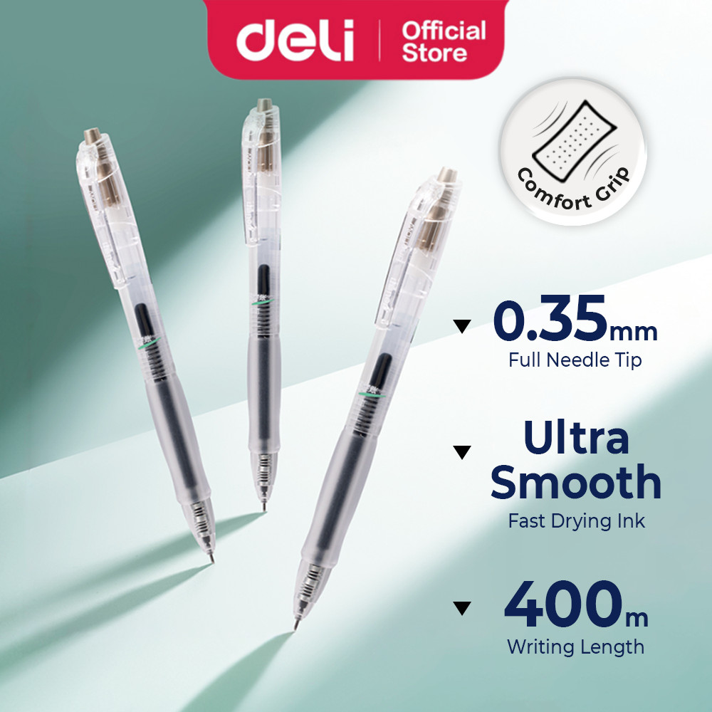 Deli Enduro Gel Pen 0.35mm Fine Bullet Tip Super Smooth Writing Fast ...