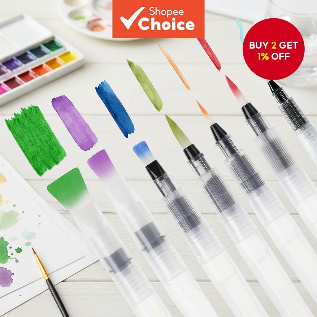 7 Piece Refillable Watercolor Brush Pen Set - Paint Brushes for ...