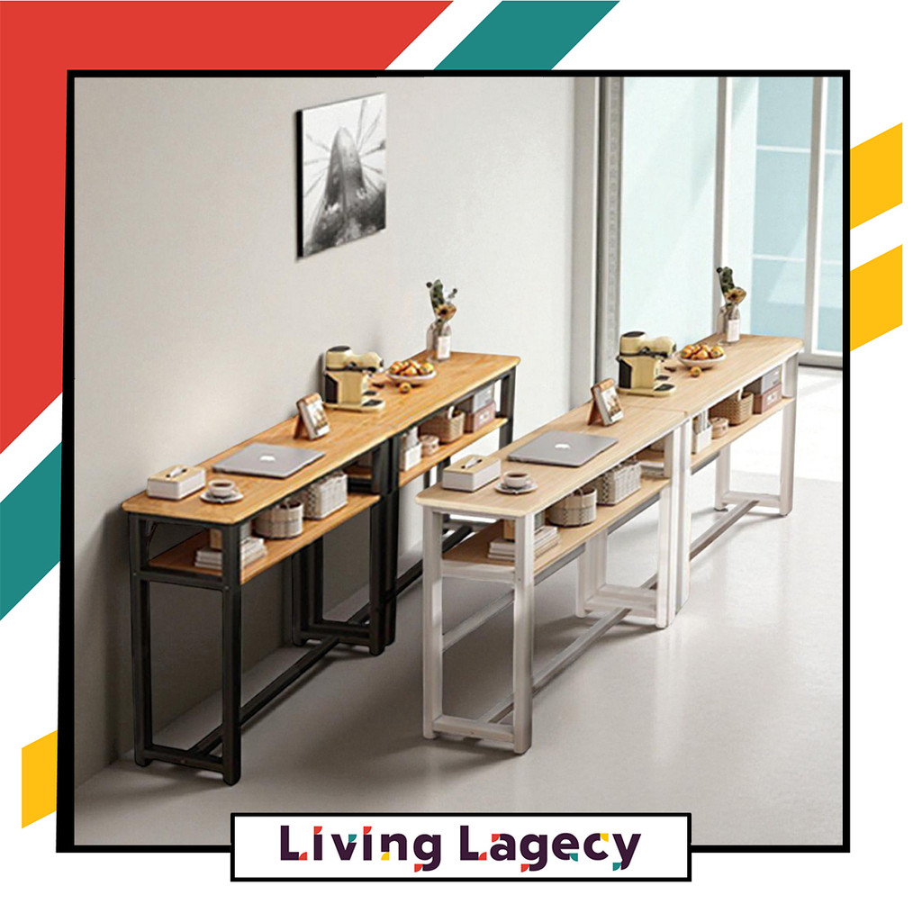 LIVING LAGECY【JYJU】Meja Panjang Compact Long Narrow Gap Table Slim Bar ...