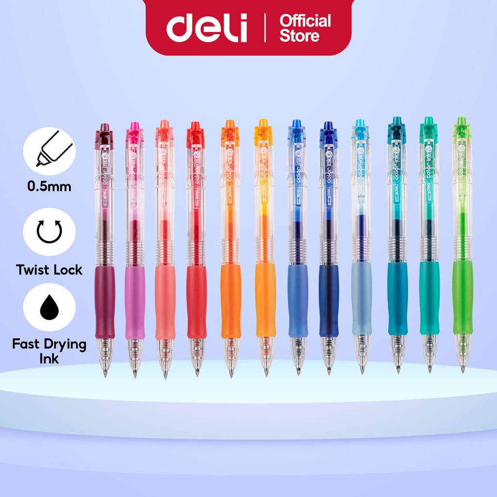 Deli Color Ink Gel Pen 0.5mm Gradient Gel Ink Ball Pen Smooth Writing ...