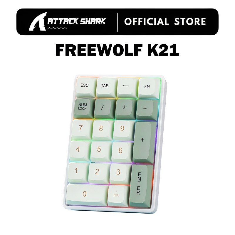 FREEWOLF K21 21-Key Wireless Mechanical Keyboard BT/2.4Ghz/USB-C ...