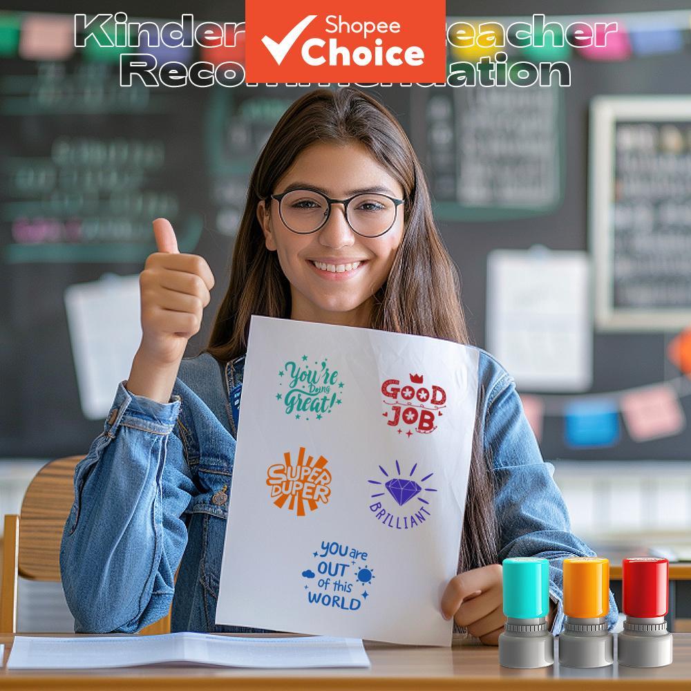 5 Pieces Package Teacher Stamp Teacher Self-Charging Rubber Stamp ...
