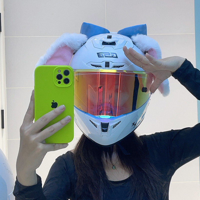 [2025NEW] Ski Helmet Decoration Rabbit Ears Plush Quick Release Cat ...