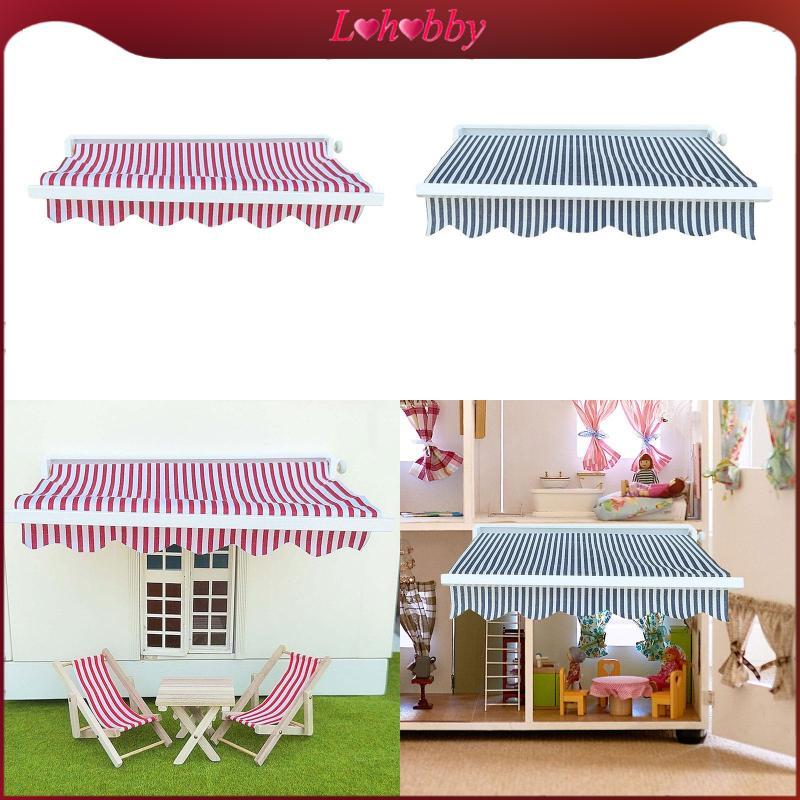 Lohobby Dollhouse Awning 1 12 Miniature Outdoor Accessory Striped Shade ...