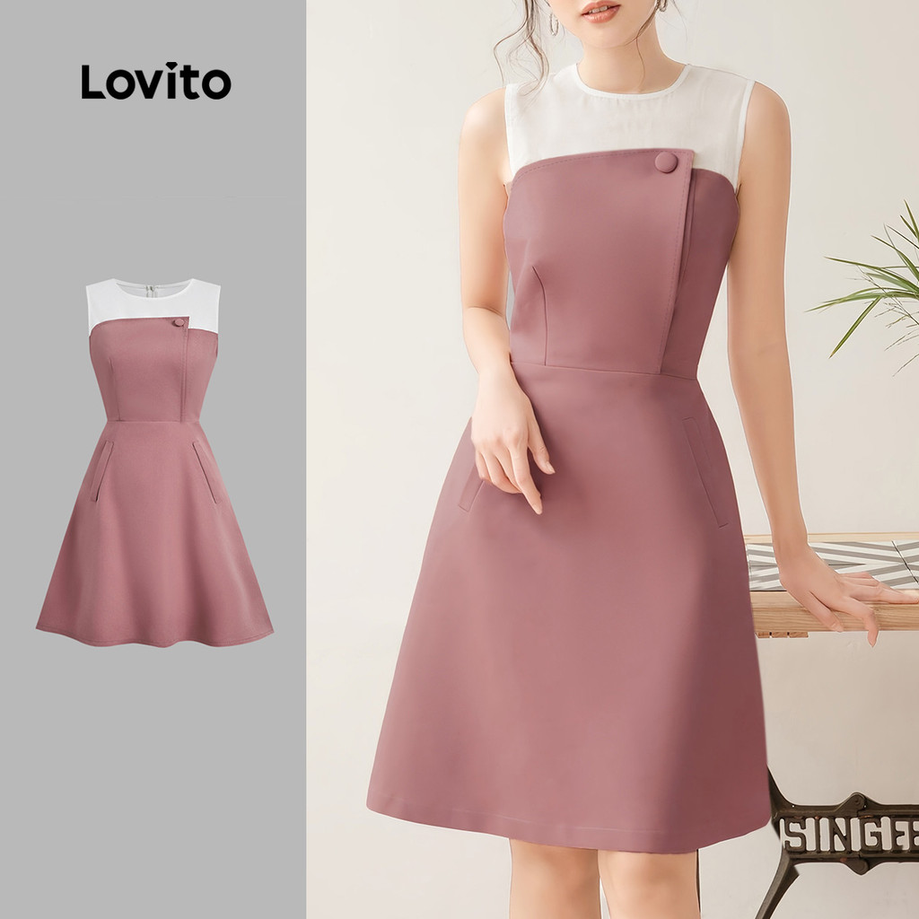Lovito Casual Dress Colorblock Spring/summer Dress for Women L158ED475 ...