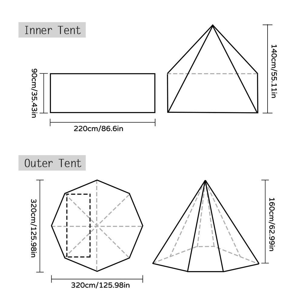 fangzi Camping Teepee Tent Outdoor Pyramid Single People Tipi Hot for ...