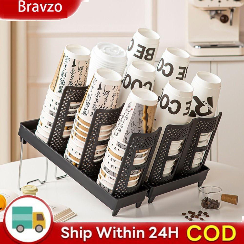 BRAVZO Disposable Cup Storage Holder, Plastic Adjustable Foldable Paper ...