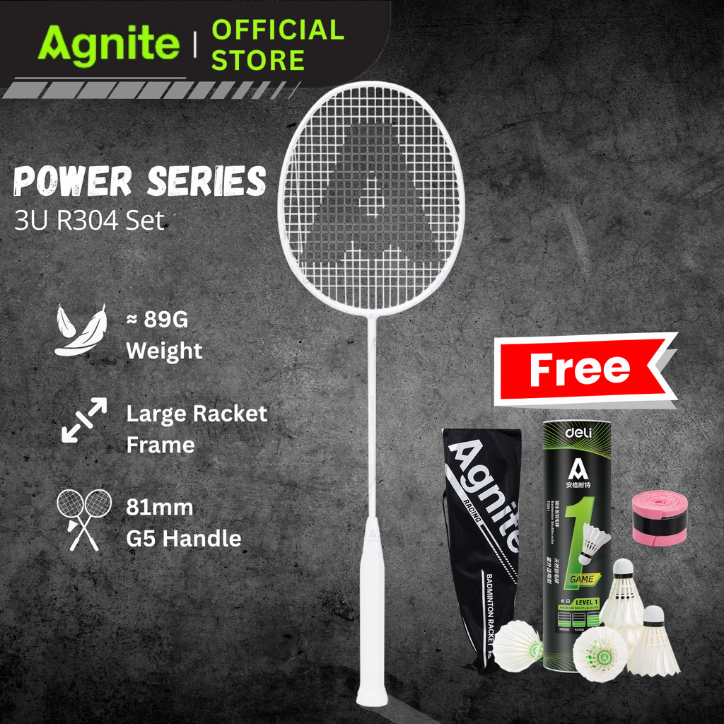 Agnite R304 3U Badminton 24lbs Racket Set Carbon Nanotube Power ...