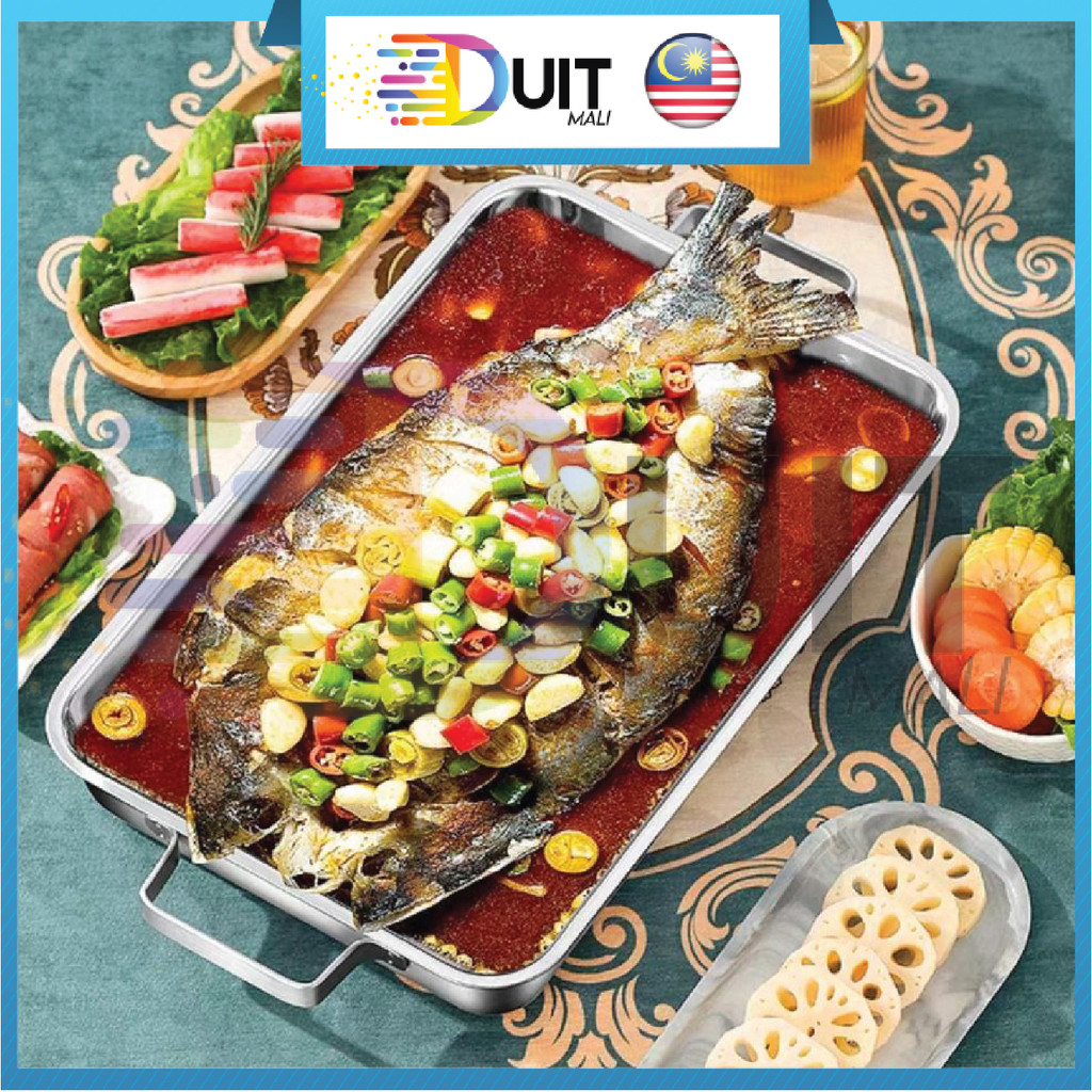DM Stainless Steel Fish Grill Pan Kuali Pemanggang Ikan Bakar Gas Stove ...
