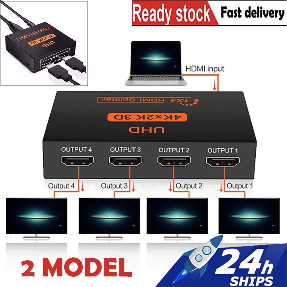 【local stock】HOT 4K HDMI Splitter Ultra HD 4 Port/2 Port HDMI Splitter ...