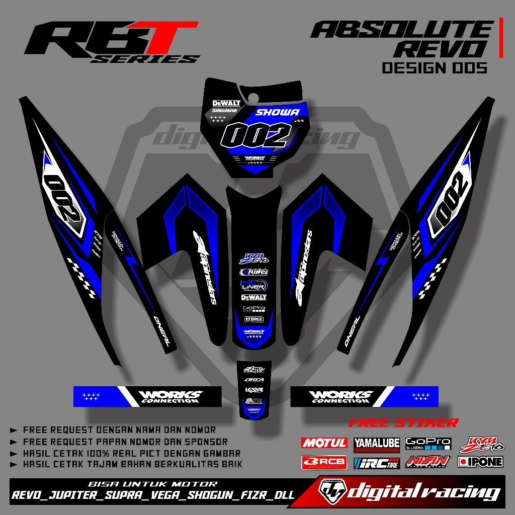 Decal Sticker RBT HONDA REVO ABSOLUTE CODE 005 Sticker Variation ...