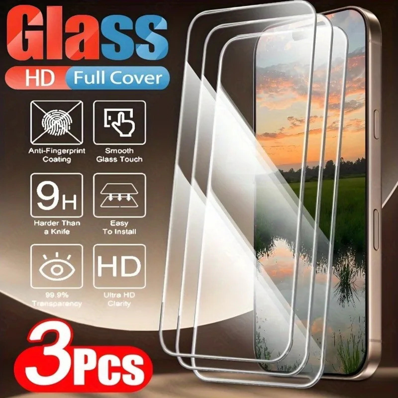 3Pcs Ultra Clear Screen Protector for iPhone 17 16 15 14 Pro Max 16 15 ...