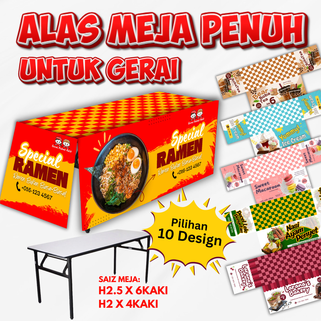 Alas meja penuh untuk gerai stall berniaga event booth penutup meja ...