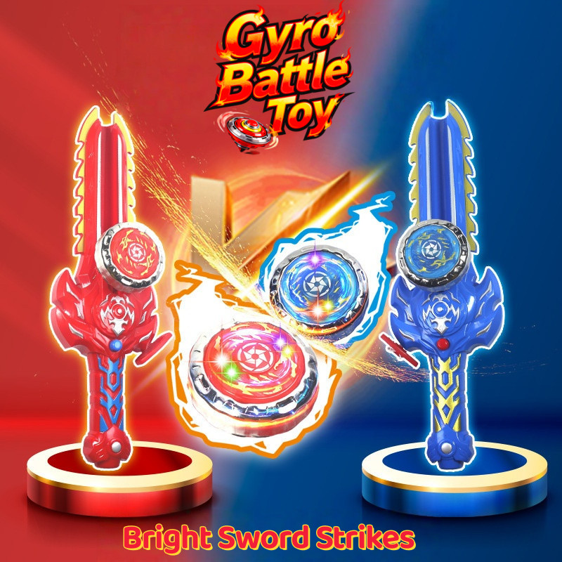 Gyro Battle Toy 2-players Interactive Game Flash Sword-shaped Launcher ...