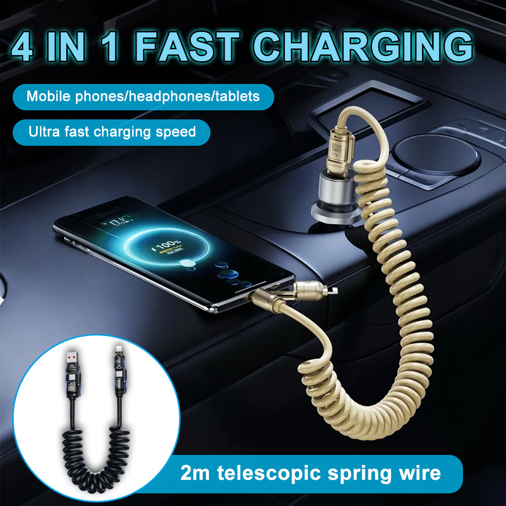 240W Four In One Spring Data Cable Fast Charging Cable USB Usb C Type C ...