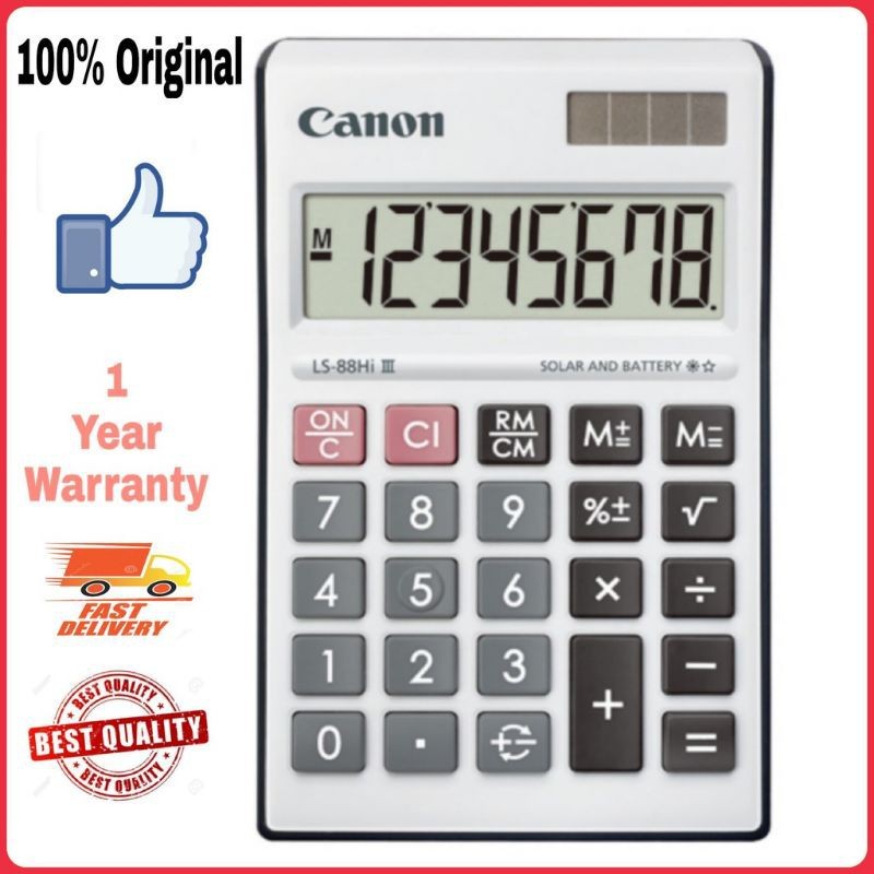Canon Calculator LS-88Hi II 8-Digit Electronic Solar Battery. 100% ...