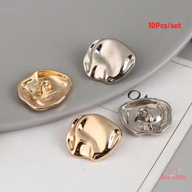 [AuraMio] 10pcs Irregularly Shaped Buttons Beautiful Gold/Silver Color ...