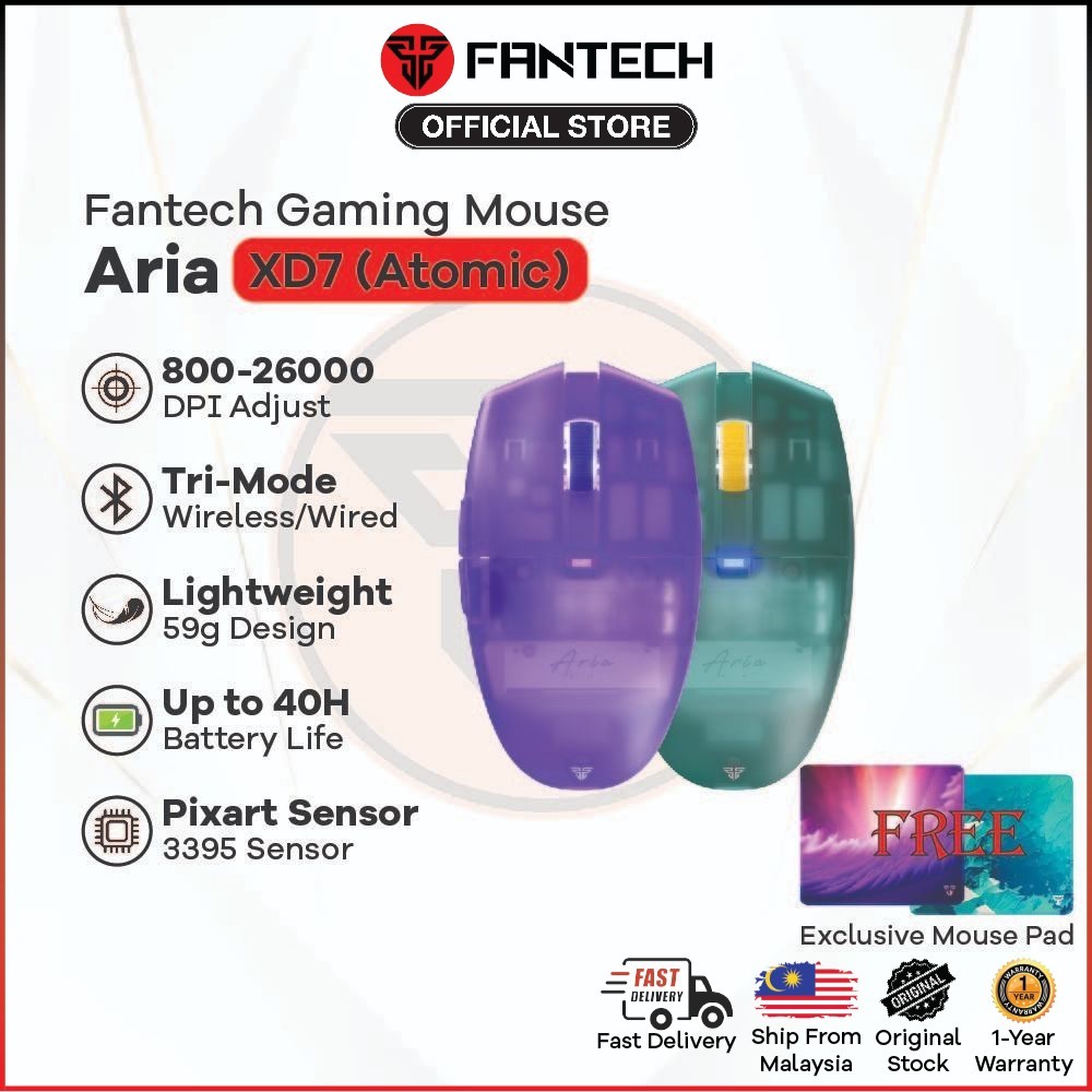 Fantech XD7 Atonic Aria Wireless Gaming Mouse Tri-Mode Connection Huano ...
