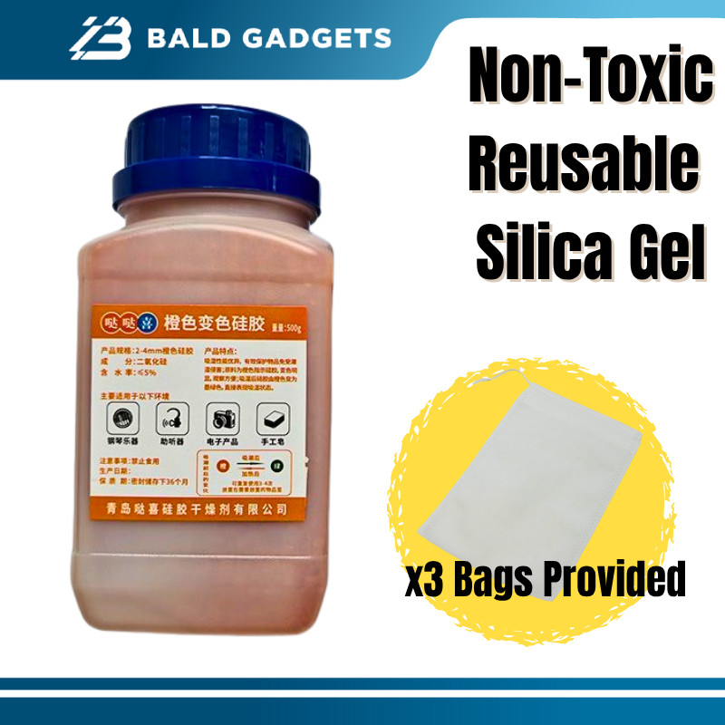 Orange Reusable Silica Gel (50g/ 500g) Color Indicating Rechargeable ...