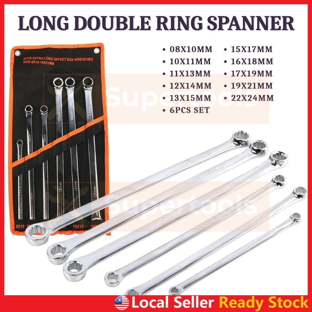 12 Point CR-V Extra Long Double Ring Spanner Double Head Box End Wrench ...