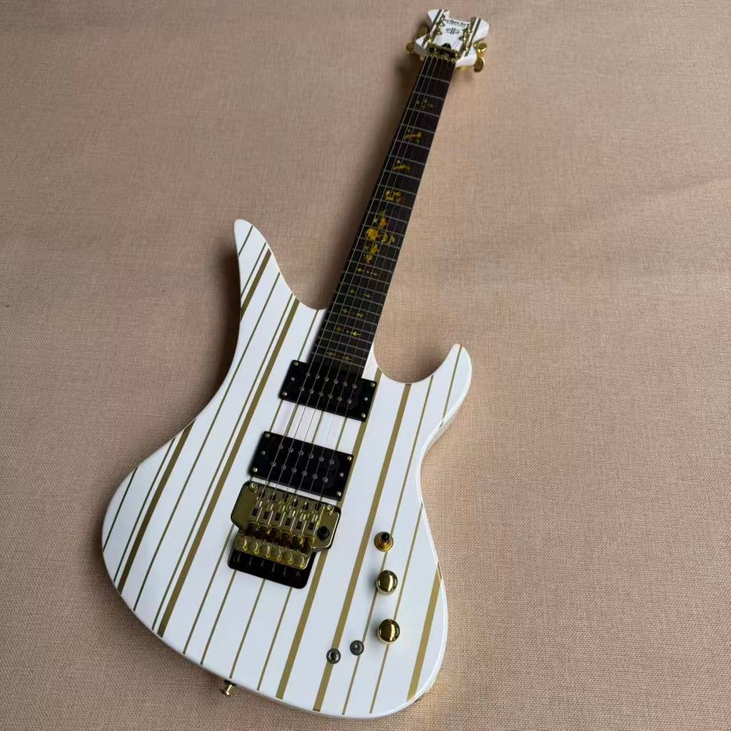 Schecter White Electric Guitar Skeleton Inlay Professional Guitar (Gold ...