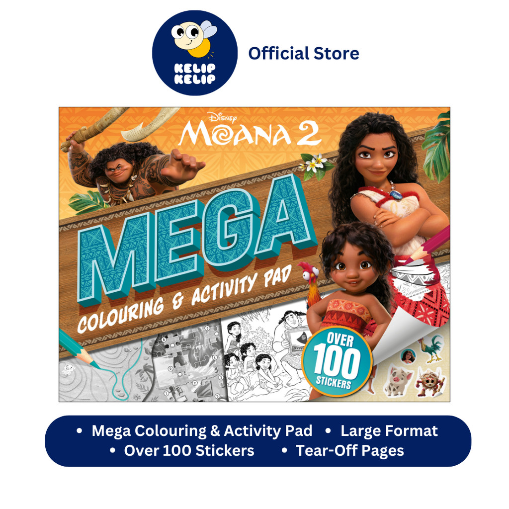 Disney Moana 2 Mega Colouring & Activity Book Pad For Kids To Color ...