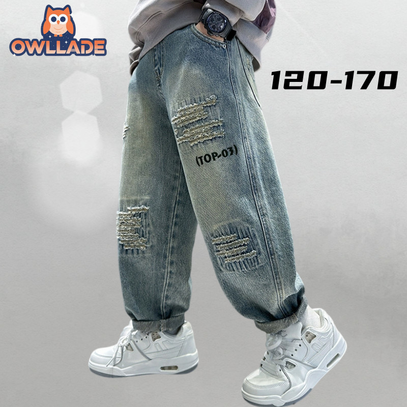 OWLLADE Beggy Ripped Baggy Jeans for 12 Years Old Kids Teens Denim ...