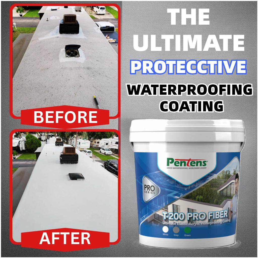 Pentens T200 Pro Fiber Waterproofing Coating l Leakage Protection ...
