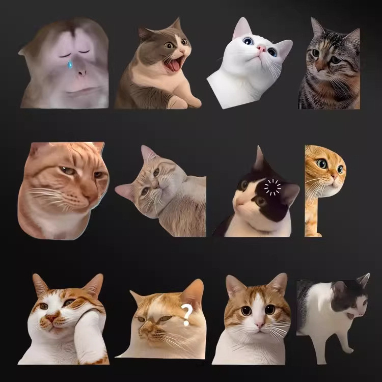 Cat Meme Car Sticker Funny Kitten Emoticon Pack Car Sticker Waterproof ...