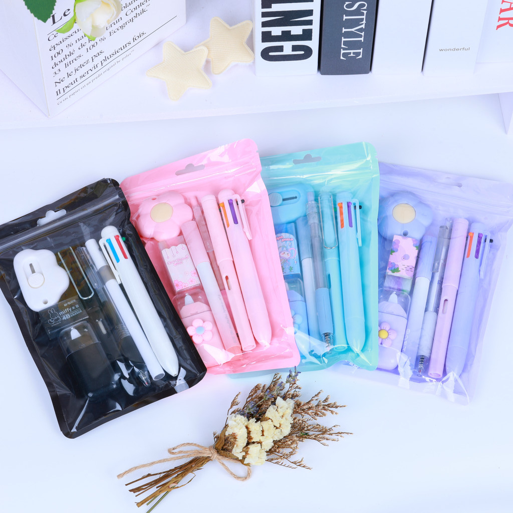 7-Piece Office & School Supply Set: Gel Pen, Ballpoint Pen, Highlighter ...