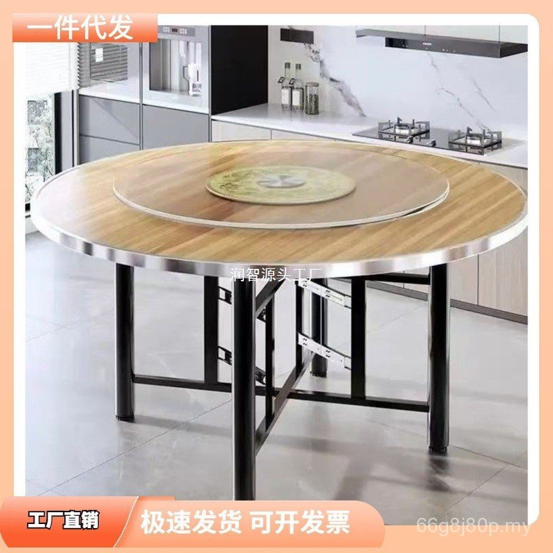 Meja Makan Kayu Pepejal Meja Bulat Besar Bulat untuk Kegunaan Rumah ...
