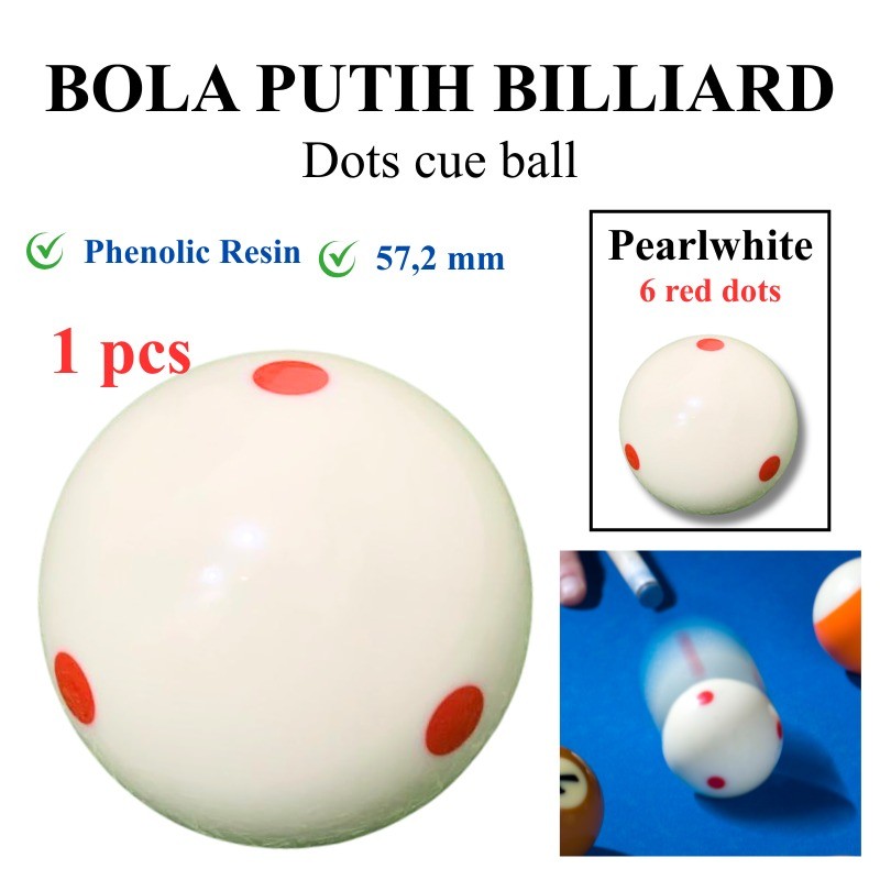 Snooker Cue Kansa Ball Billiards 57.2mm 6 Dot-Spot Measly White Pool ...
