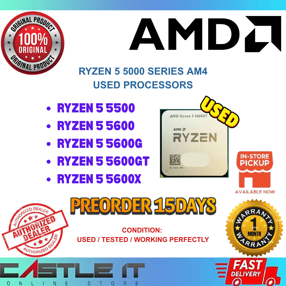 Pre-order AMD Ryzen 5 5500 5600 5600G 5600GT 5600X AM4 Processor Used ...