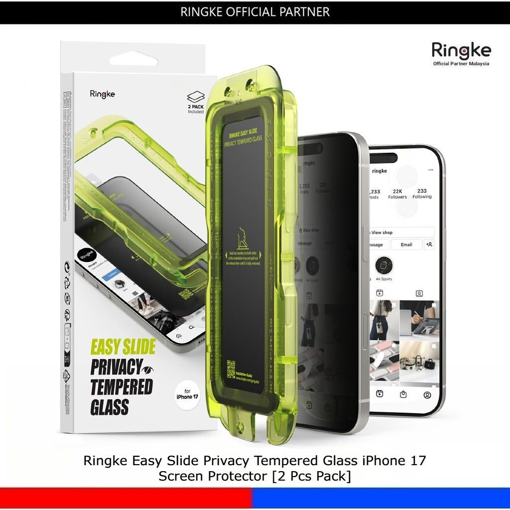 Ringke Easy Slide Privacy Tempered Glass iPhone 17 Screen Protector [2 ...
