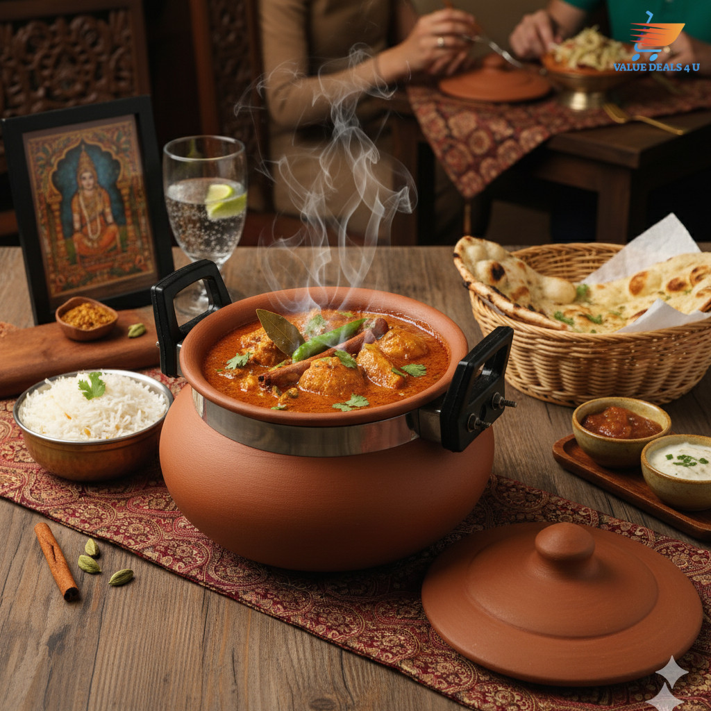 2.8L Clay Pot Handi with Lid | Traditional Indian Cooking Earthenware ...