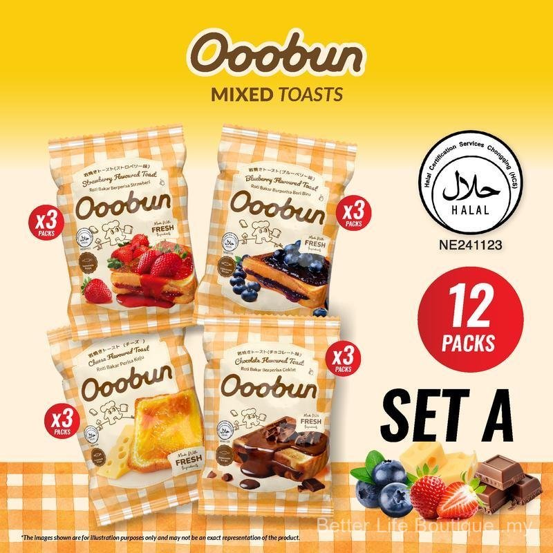 Ooobun Mixed Toast Bundle- Set A [StrawberryX3, BlueberryX3, CheeseX3 ...